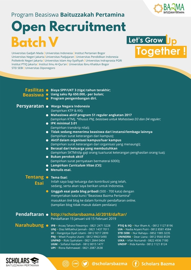 Beasiswa Bazma 2019 - UNJKita.com